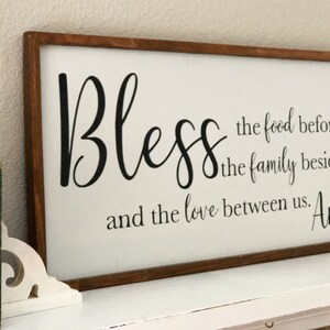 Large Framed Bless the Food Sign - Christian Wall Decor - Farmhouse ...