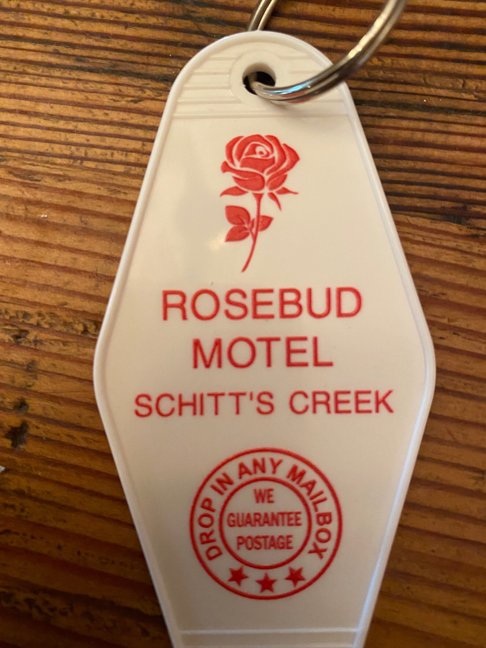 White Red Text Printed ROSEBUD MOTEL Schitts Creek Inspired Keytag - Etsy
