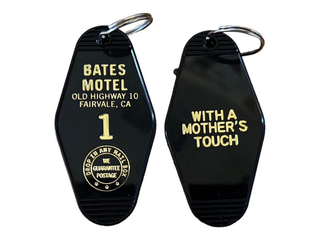 GOLD PSYCHO BATES Motel Room 1 Keychain, Key Fob Horror Movie Prop ...
