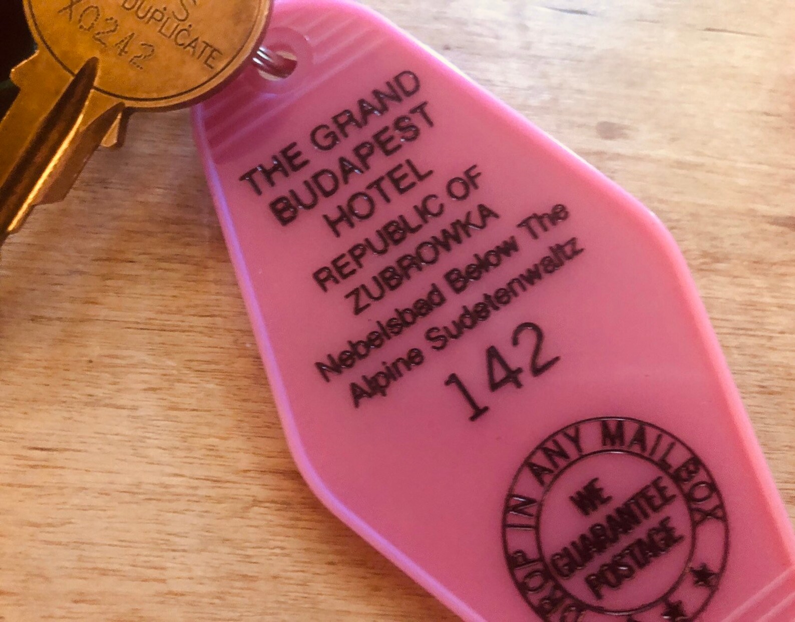 Pink W/ Black Print the Grand Budapest Hotel Inspired Key - Etsy