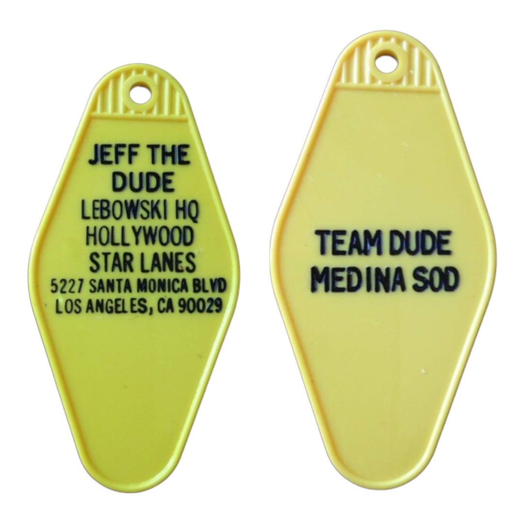 The BIG LEBOWSKI Inspired jeff the Dude Star Lanes Keychain, Key Fob - Etsy