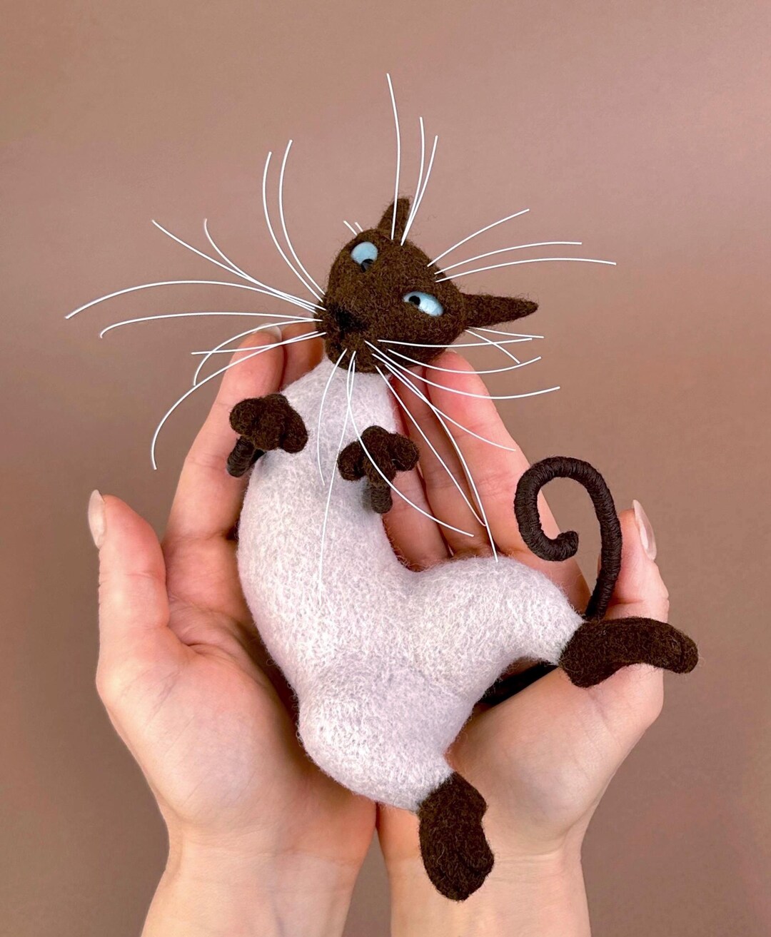 Small Lying Siamese Silly Cat in Bed 6.3 Inches (16 Cm) / Handmade ...