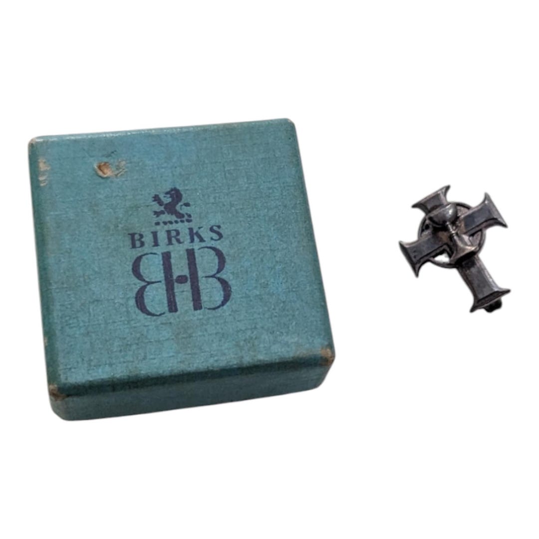 Birks Sterling Silver Cross With Chalice Pin Brooch in Box First ...