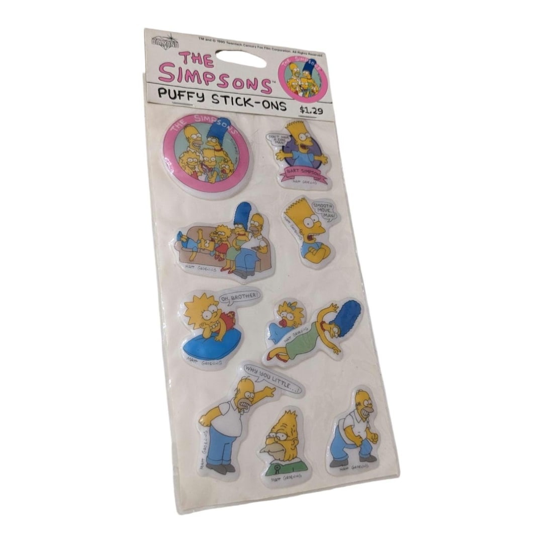 The Simpsons Puffy Stick on Stickers 1990 Diamond Groening Vintage - Etsy