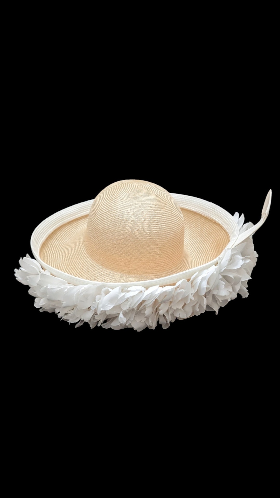 Mr. John Classic Straw White Brim Hat Acrylic Flowers New York - Etsy