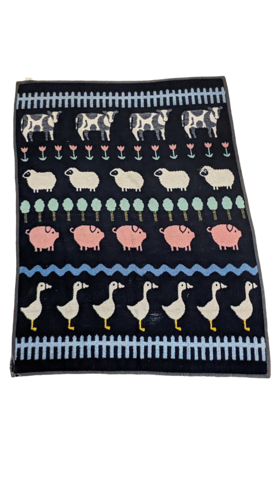 Crown Crafts Vuteks Vukovar Reversible Blanket Yugoslavia Cow Sheep Pig ...