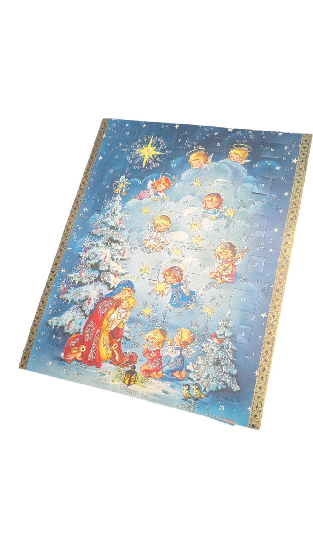 1960s Advent Calendar Christmas Vintage Glitter Angel Babies - Etsy