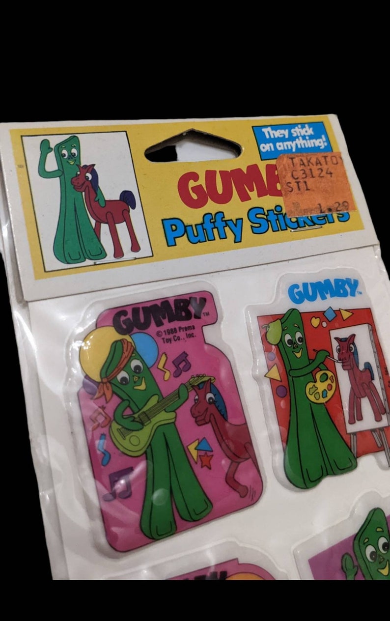 Gumby Pokey Cartoon Puffy Stickers Vintage NOS Sealed 1988 - Etsy