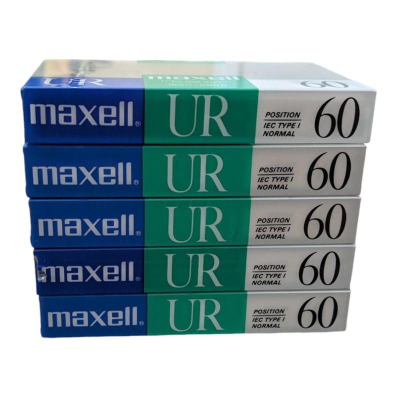 Lot of 5 Maxell UR 60 Type 1 Blank Audio Cassette Tapes Korea Vintage ...