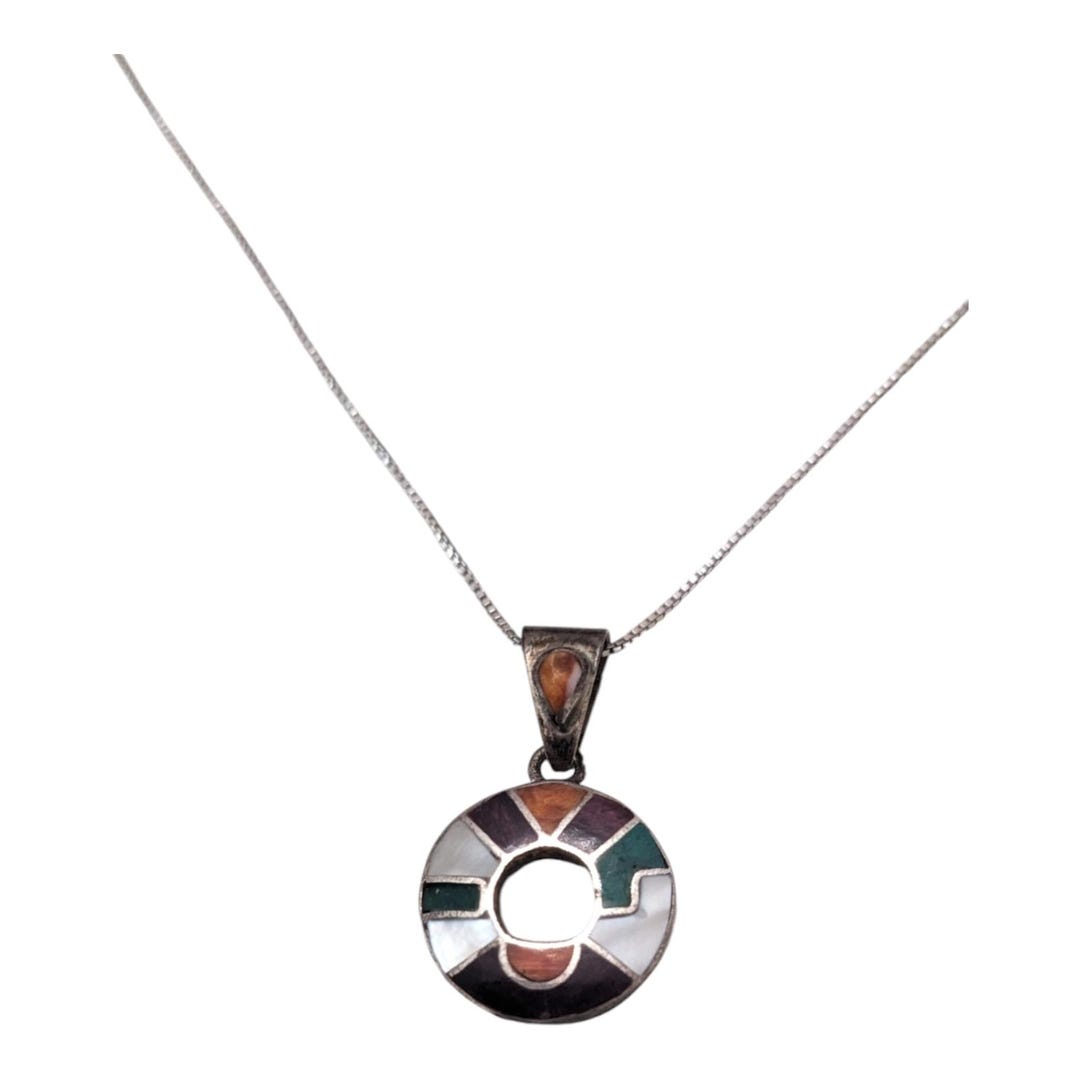 Peruvian Incas 950 Silver Multi-stone Chakana Pendant Necklace Chain ...