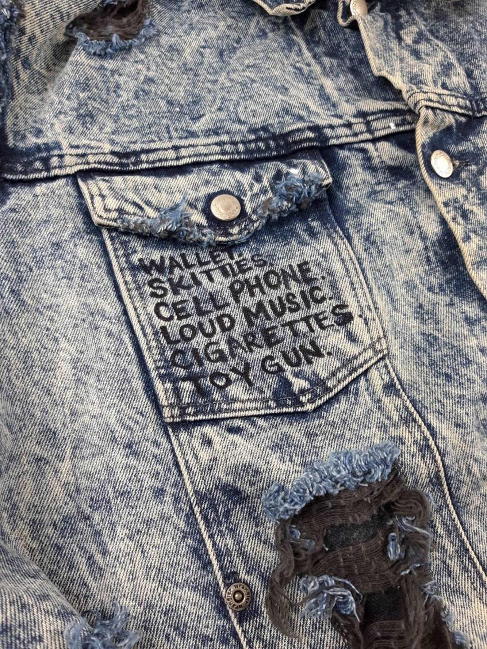 Wrangler Large Distressed Acid Wash Custom Jean Jacket Denim | Etsy