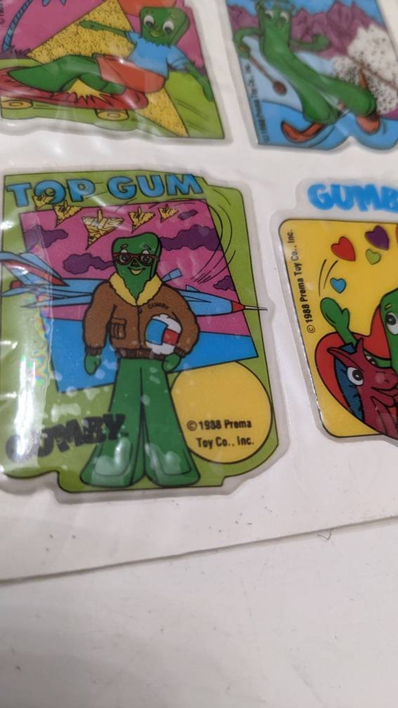 Gumby Pokey Cartoon Puffy Stickers Vintage NOS Sealed 1988 Gordy Prema ...