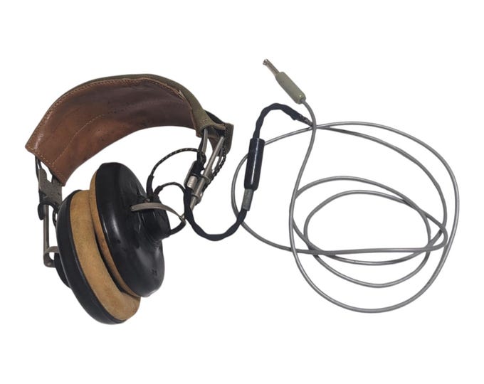 WWII WW2 U.S. Navy Naval Aviator Pilot Headset Receiver Headphones NAF ...