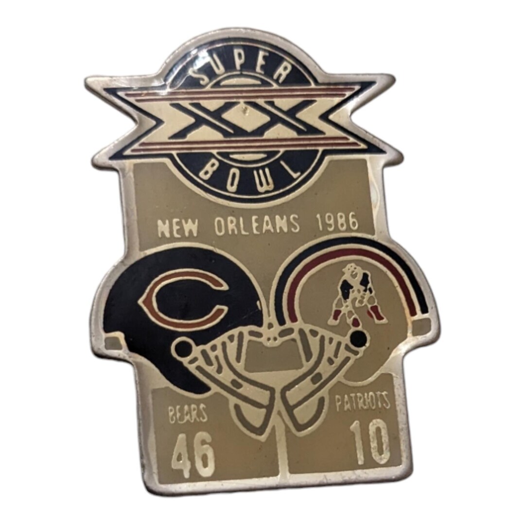 Vintage Starline Super Bowl XX Lapel Pin Chicago Bears New England ...