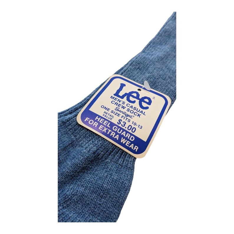 Vintage Mens Lee Casual Crew Socks Blue Size 10-13 Orlon Acrylic Nylon ...