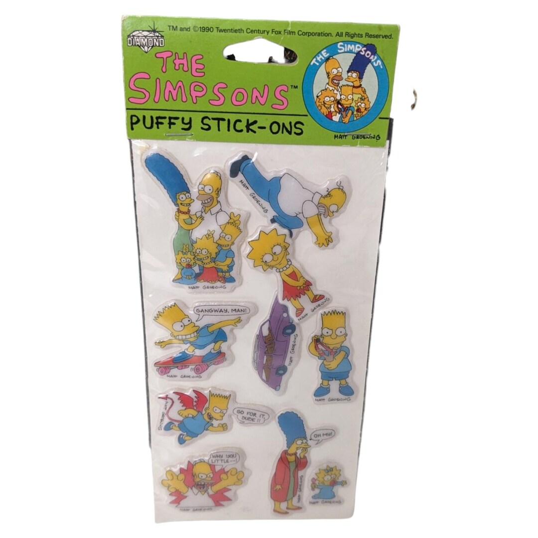 The Simpsons Puffy Stick on Stickers 1990 Diamond Groening Vintage Old ...