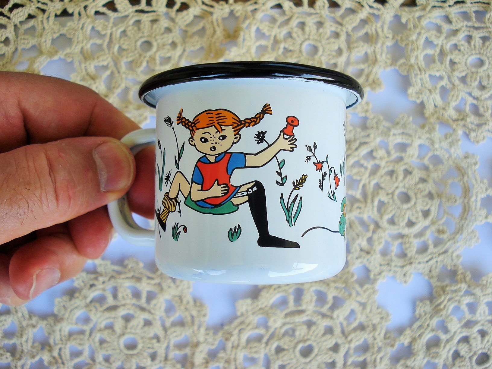 Pippi Longstocking Enamel Mug/ Farm House Kitchen/ Farmhouse - Etsy