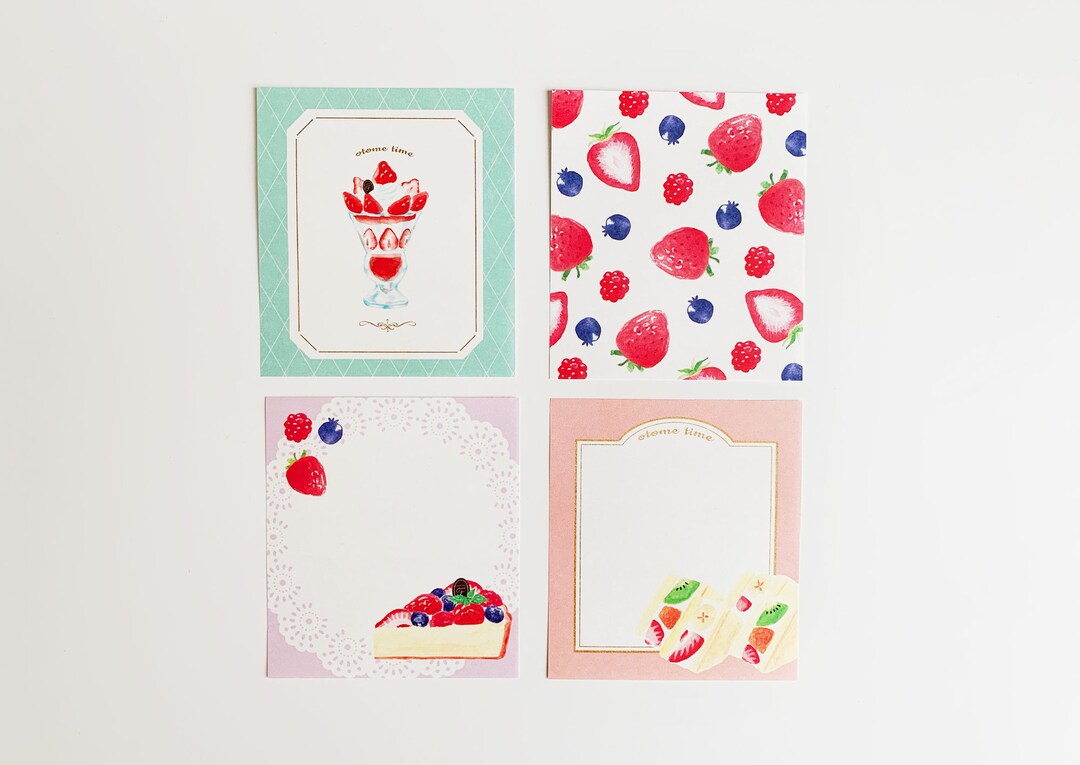 Strawberry Sundae Memo Pad 4 Patterns 20 Sheet 9cm X 8cm - FALM210 - Etsy