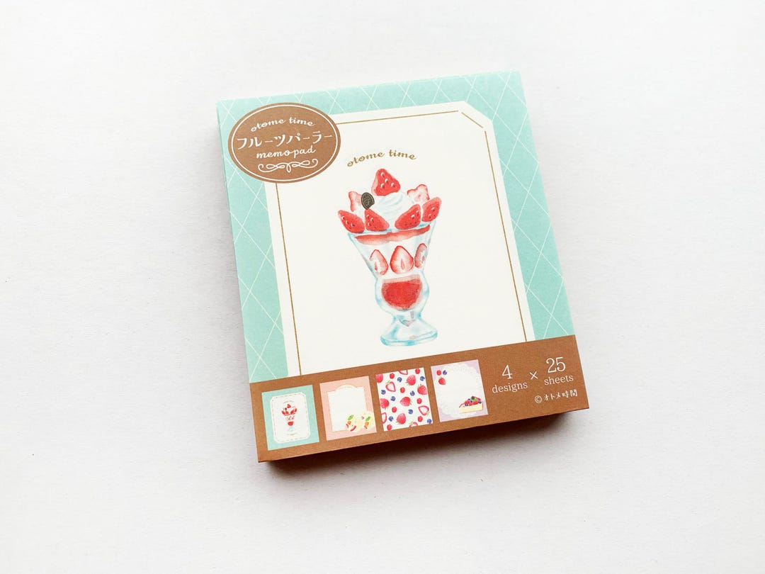 Strawberry Sundae Memo Pad 4 Patterns 100 Sheet 9cm X 8cm - FALM210 - Etsy
