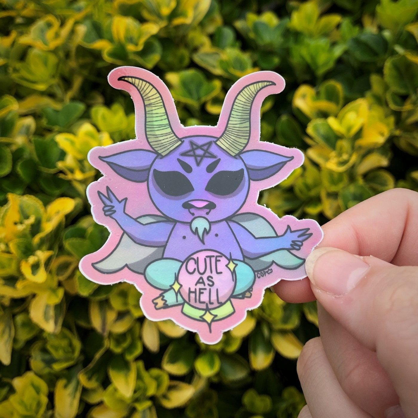 Baphomet Sticker | Cute as Hell Sticker | Holographic Sticker ...