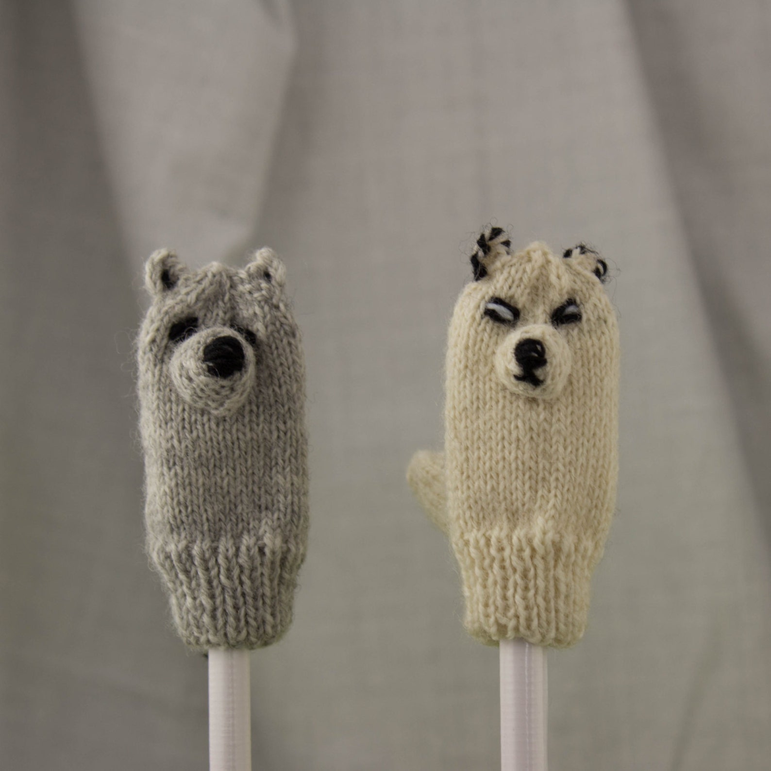 Arctic Fox Knit Wool Finger Puppet - Etsy