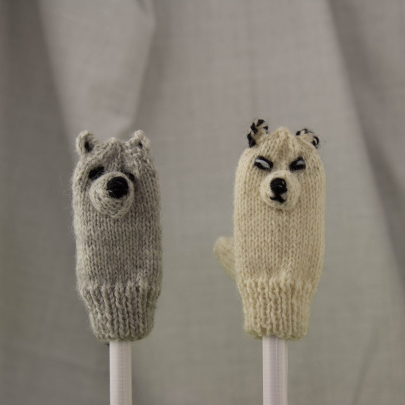 Arctic Fox Knit Wool Finger Puppet - Etsy