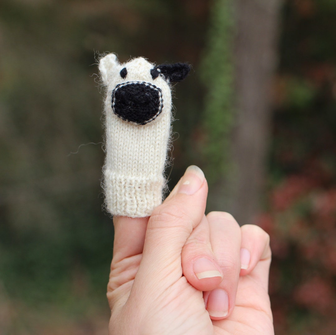 Cow Knit Wool Finger Puppet - Etsy