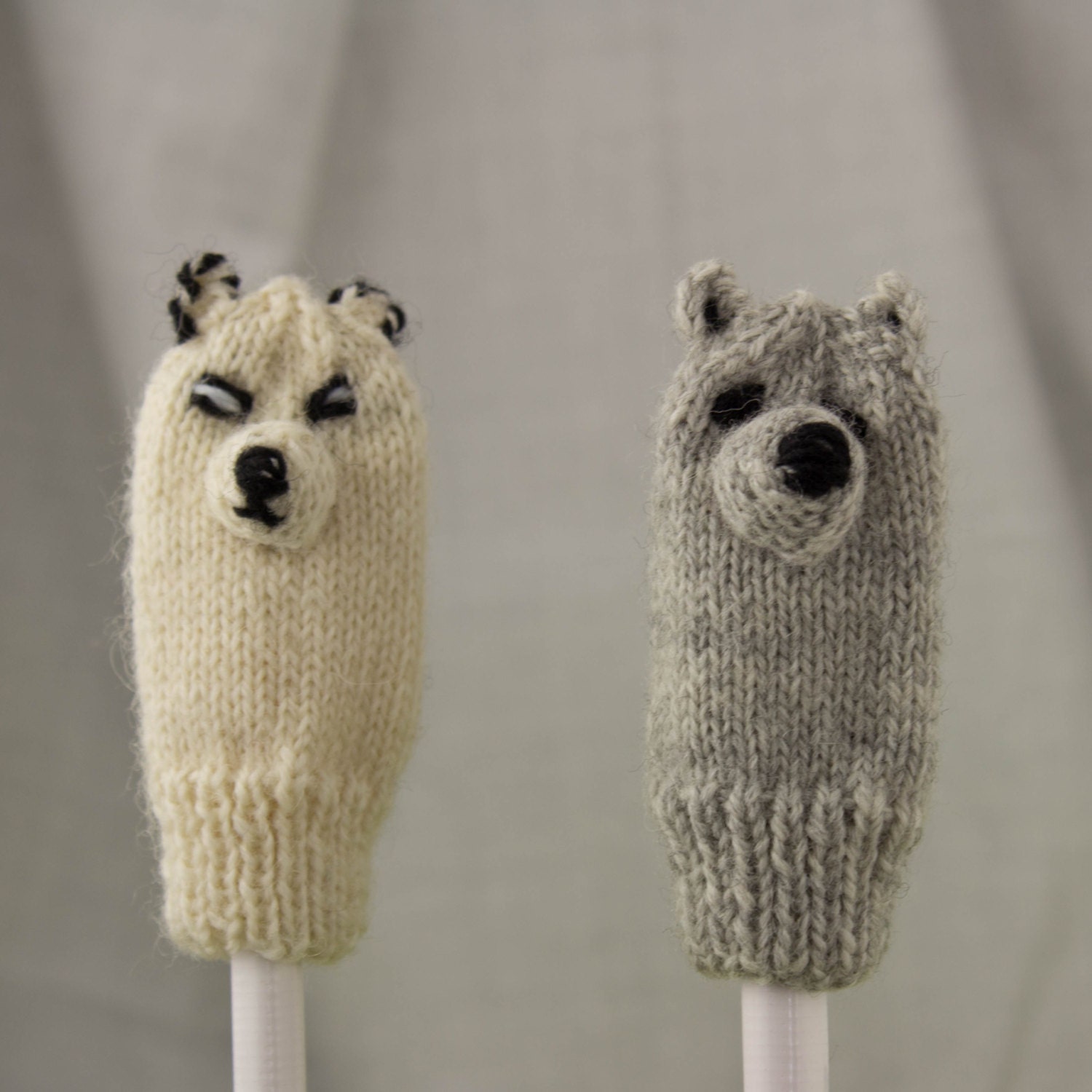 Arctic Wolf Knit Wool Finger Puppet - Etsy