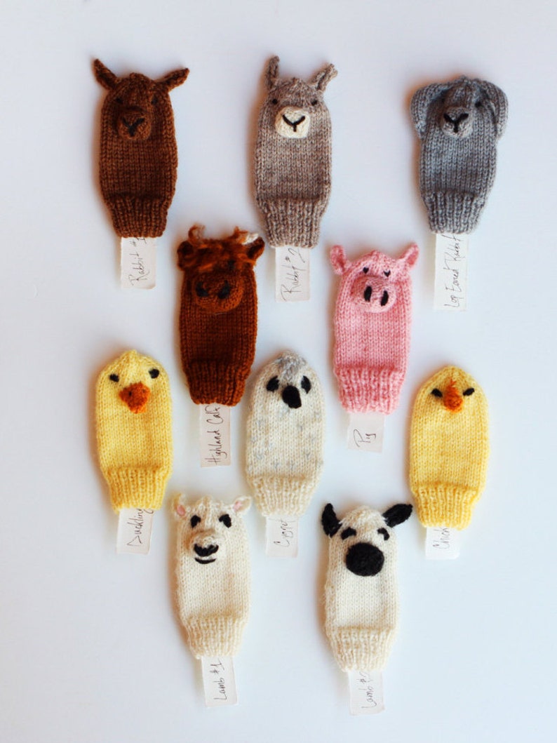 Lot of 8 Mix-and-match Knit Wool Finger Puppets - Etsy