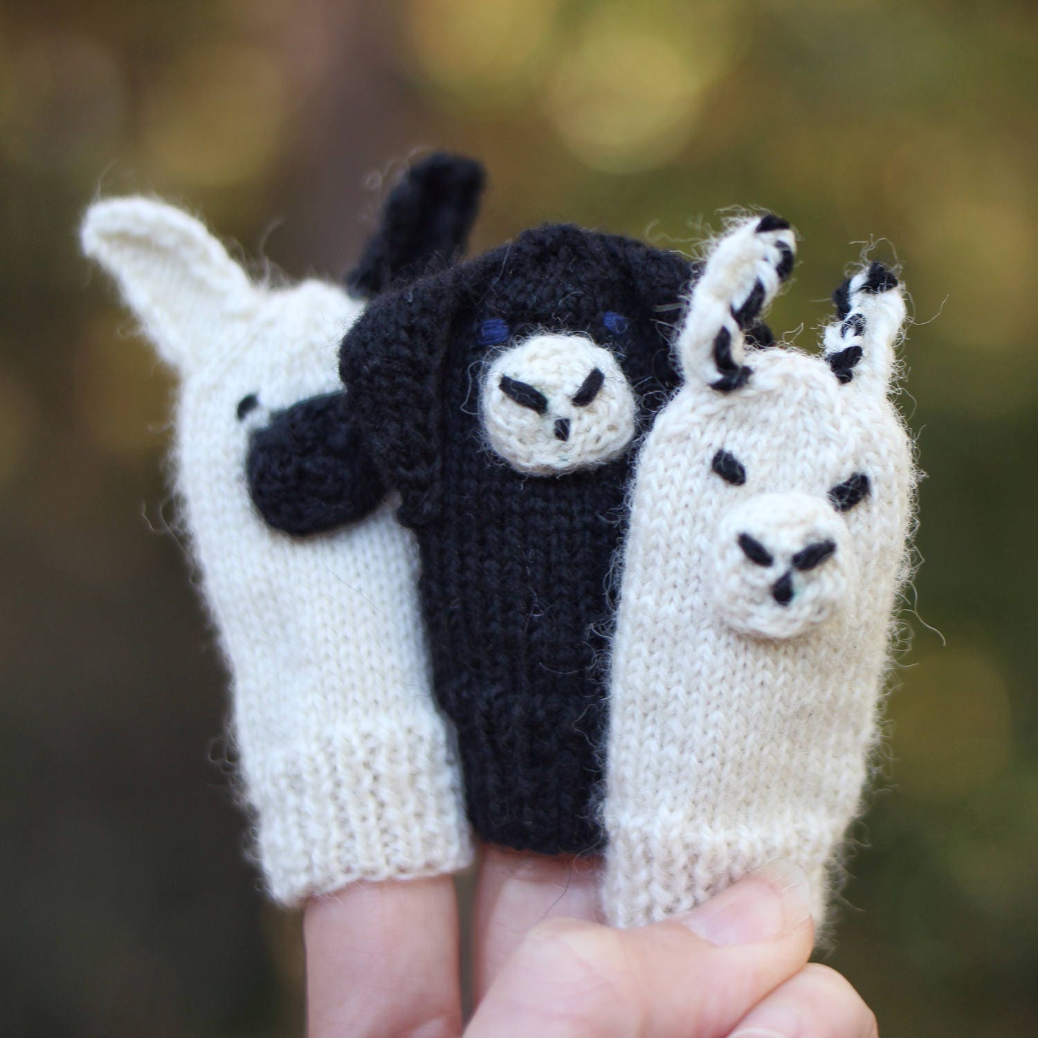 Lop Eared Bunny Knit Wool Finger Puppet, Black - Etsy