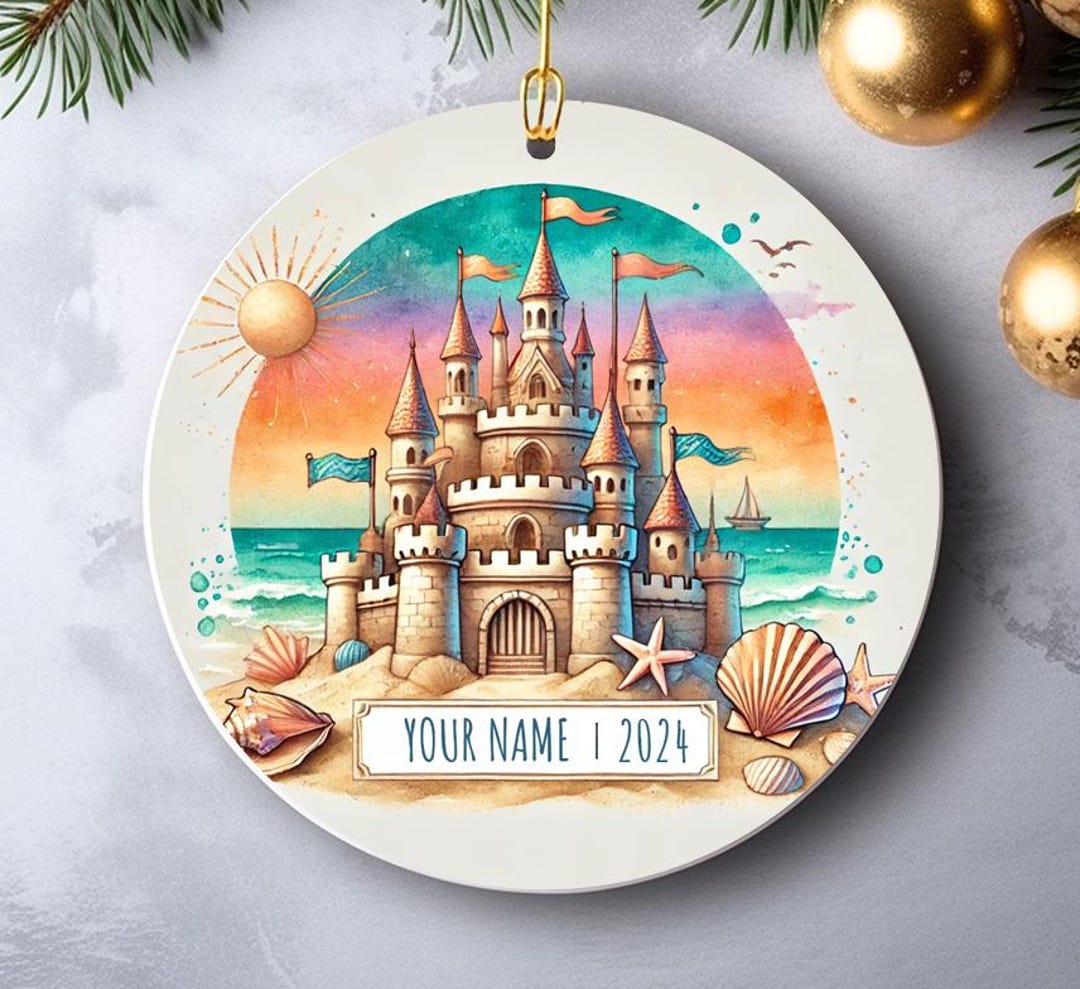Personalized Sandcastle Builder Ceramic Ornament, Custom Christmas ...