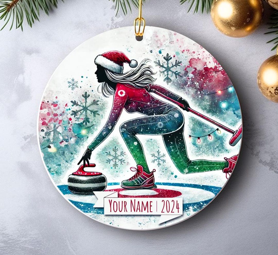 Female Curling Christmas Tree Decor, Personalized Sport Ornament Gift ...
