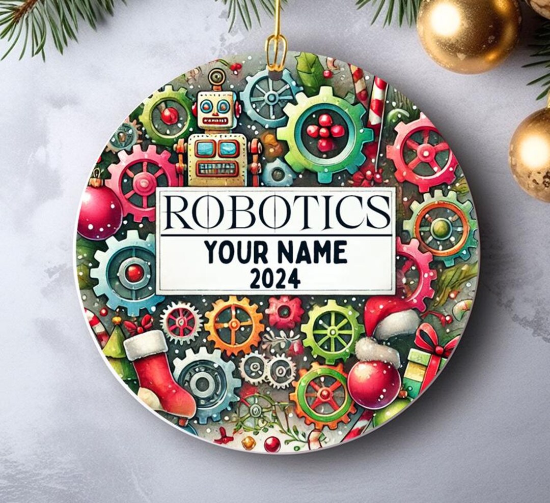 Personalized Robotics Team Ceramic Christmas Ornament, Holiday ...