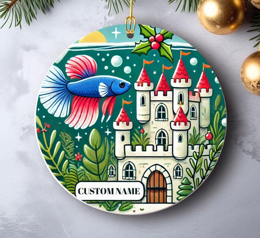 Betta Fish Ceramic Ornament, Customizable Christmas Decoration, Holiday ...