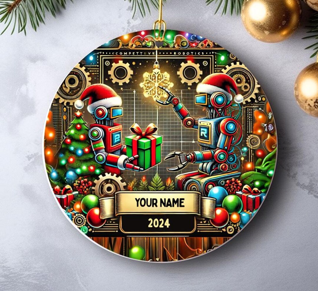Personalized Robotics Team Ceramic Christmas Ornament, Holiday ...