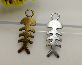 20/100 Pieces Metal Fishbone Fish Bone Pendant Necklace Earring ...