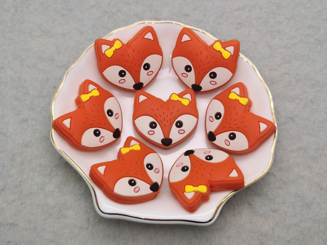 Silicone Bead Fox Focal Bead for Pen Bracelet Necklace Keychain Lanyard ...