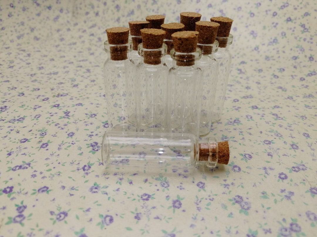 10/50 Pieces 40x13 Mm Clear Glass Bottle With Cork , 2 Ml Liquid Hold ...