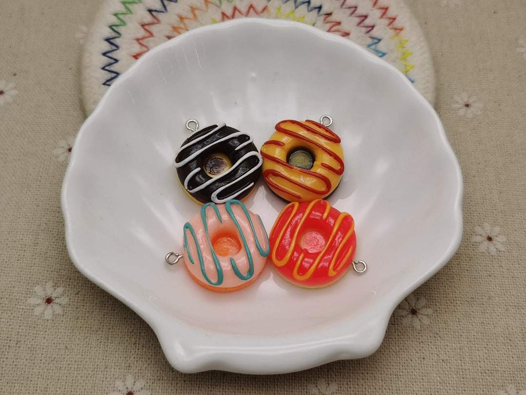 6/20 Pieces Plastic Doughnut Donut Pendant Charm , Resin Handmade ...