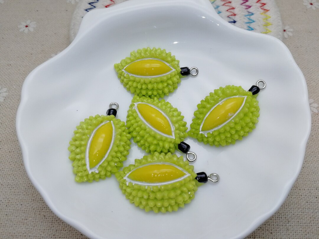 6/20 Pieces Plastic Durian Fruit Pendant Charm , Resin Handmade Jewelry ...