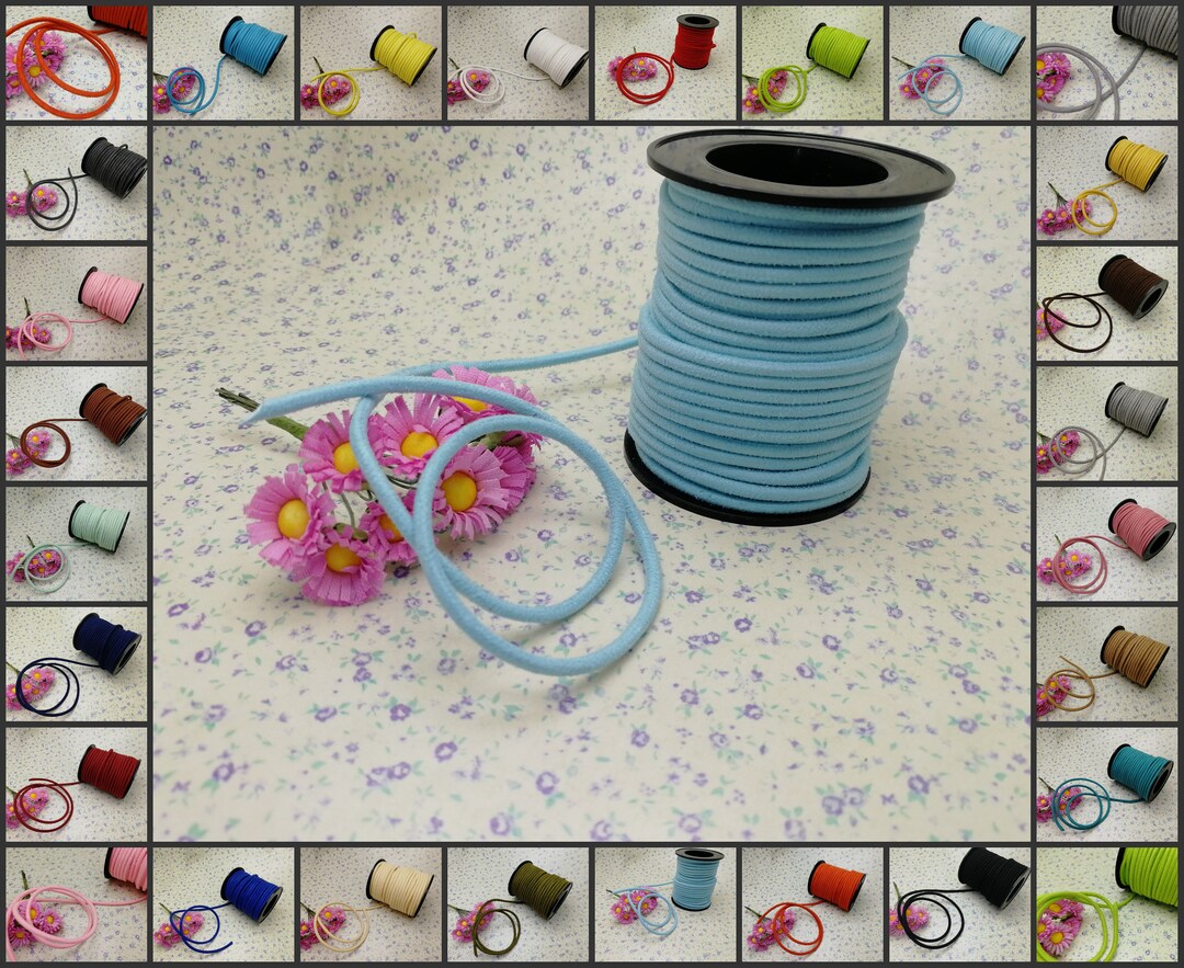 Round Soft Faux Suede Leather Cord , 1 Roll 10 Yards 3mm Width Handmade ...
