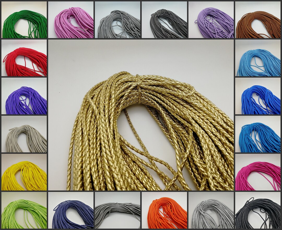 100 Yards 3mm Width Round Braid Faux PU Leather Lacing Cord , Handmade ...