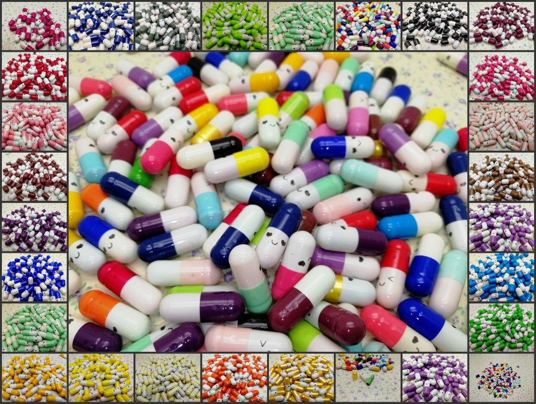 100 Pieces Wish Message Pill Capsule Charm With Blank Paper Note Inside ...