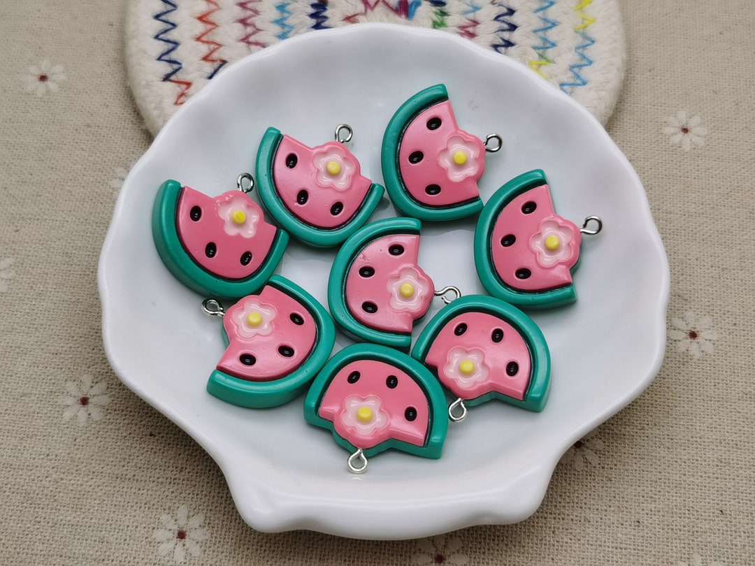 6/20 Pieces Plastic Watermelon Melon Fruit Pendant Charm , Resin ...