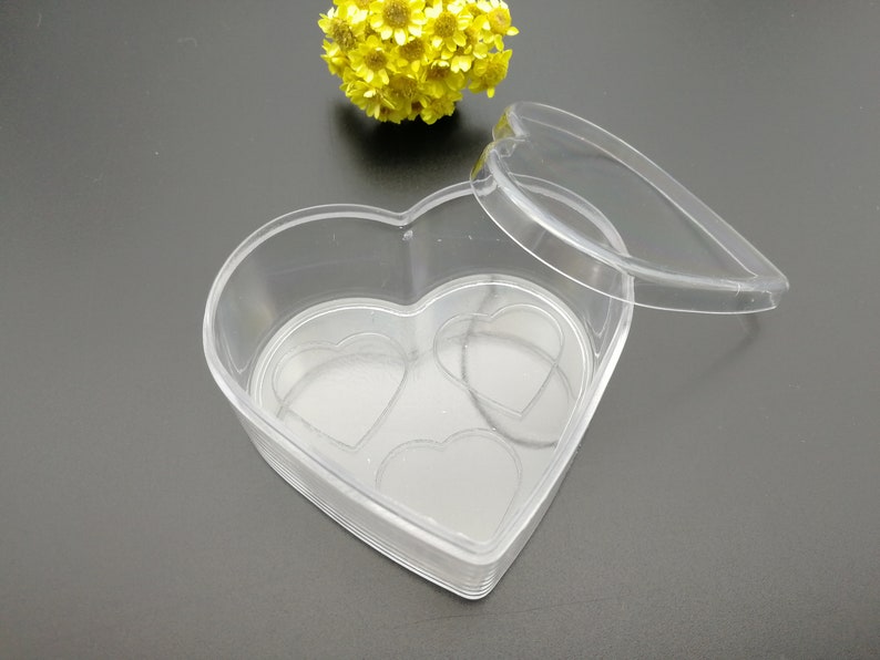 4 Pieces 75x70x33mm Heart Shape Clear PS Plastic Box , Jewelry Bead ...