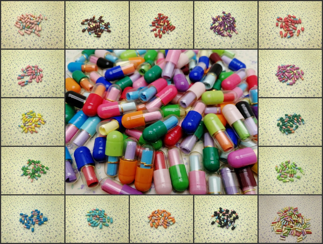 17 Colors Wish Message Pill Capsule Charm With Blank Paper Note Inside ...