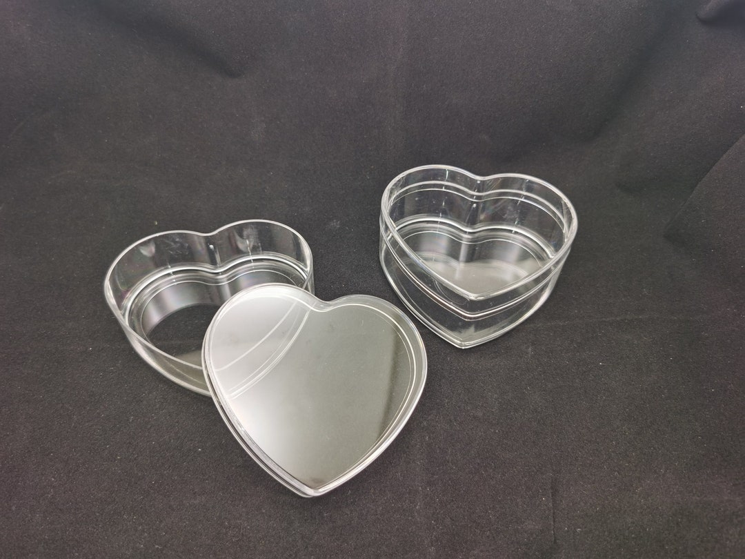 4 Pieces 85x75x40mm Heart Shape Clear PS Plastic Box , Jewelry Bead ...