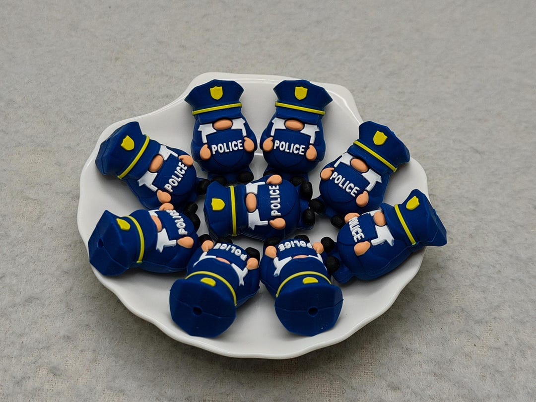 Silicone Bead 3D Police Officer Policeman Gnome Dwarf Focal Bead Charm ...