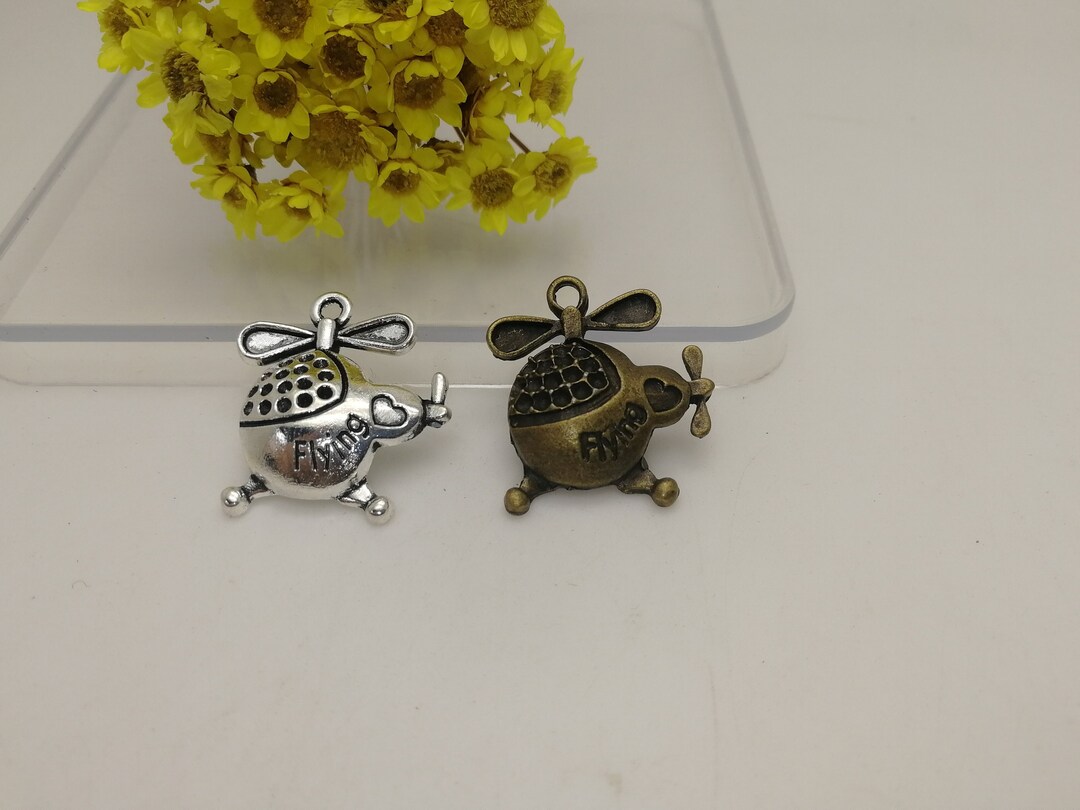 6/20 Pieces Metal Helicopter Plane Pendant Necklace Earring Keychain ...