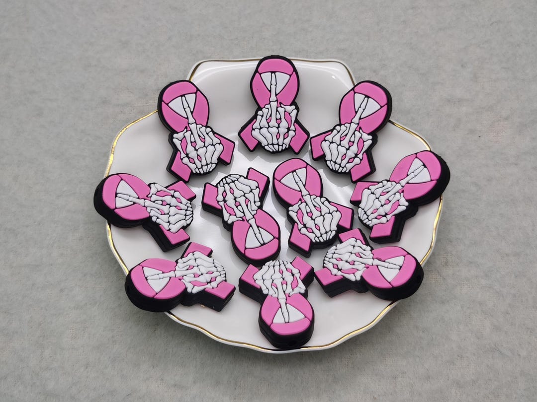 Silicone Bead Skeleton Middle Finger Awareness Ribbon Focal Bead for ...